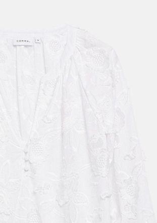 Comma Langarmbluse Bluse Tunika-Bluse mit floraler All-over-Stickerei
