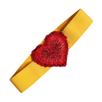 Dolce & Gabbana Ceinture en gros-grain orn&eacute;e de coeurs - Femme - Accessoires - Jaune - Taille: ONE Size