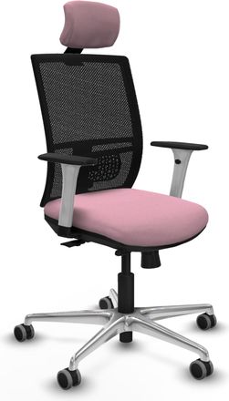 Piqueras y Crespo Computerstuhl Rosa Yunquera mit wei&szlig;en und schwarzen Armlehnen, h&ouml;henverstellbare Lendenwirbelst&uuml;tze und h&ouml;henverstellbares Kopfteil, Schwarz/Rosa