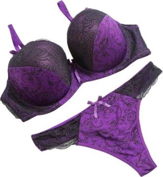 Generic CHJAN Thin Cotthon Soutien-gorge rembourr&eacute; respirant en coton push-up pour femme Grande poitrine 75 80 85 90 95 soutien-gorge lingerie, violet, DD