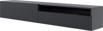 Selsey TV Schrank Board Sideboard Fernsehtisch Fernsehschrank 175 cm H&auml;ngend Mit Offenem Fach Gefr&auml;ste Front Schwarz Veldio