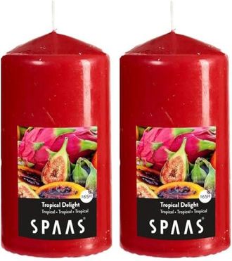 Spaas Bougie Pilier Cylindre 80/150 mm, &plusmn; 65 heures - Tropical Delight (Lot de 2)