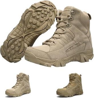 Generic Bottes de travail en cuir pour homme avec soutien de la vo&ucirc;te plantaire - Chaussures de randonn&eacute;e imperm&eacute;ables anti-crevaison, Kaki E., 40 2/3 EU