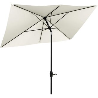 OUTSUNNY Parasol rectangulaire inclinable de jardin avec manivelle m&eacute;tal polyester haute densit&eacute; anti UV 50+ chocolat