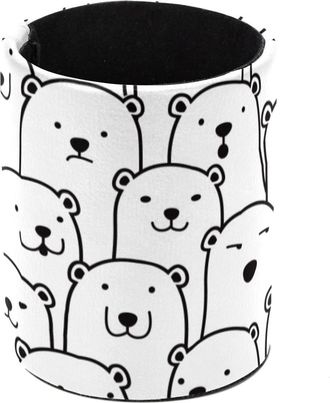 Generic Stiftehalter Tasse f&uuml;r Schreibtisch, Bleistift-Becherhalter, Leder Stiftebecher f&uuml;r Schreibtisch B&uuml;ro Stift Organizer, Strichfiguren Eisb&auml;r