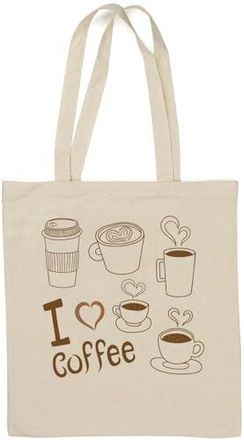Generic Sac fourre-tout en coton naturel avec inscription &laquo; I Love Coffee &raquo;