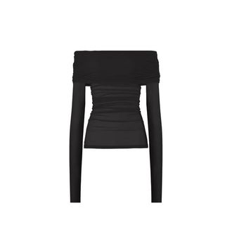 Wolford Top &agrave; col bardot fronc&eacute; &agrave; empi&egrave;cement transparent