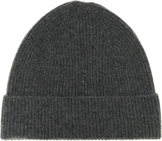 Ballantyne Pure Cashmere Ribbed Beanie - Grey