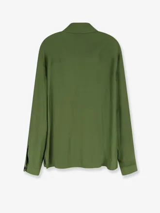 Laneus Mens Overshirt Viscose-Linen Green Shirt