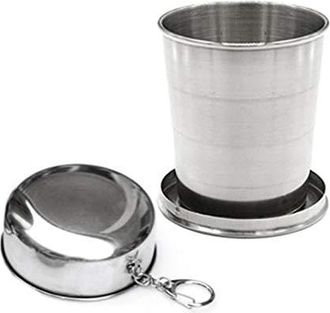 Generic Gobelet pliable en acier inoxydable avec porte-cl&eacute;s pour voyage, camping, randonn&eacute;e, p&ecirc;che
