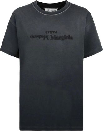 Maison Margiela Femme, Tops, Gris, Taille: 40 FR T-Shirt &agrave; Logo Brod&eacute;