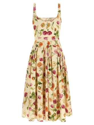 Carolina Herrera Womens Beige Cotton Midi Dress