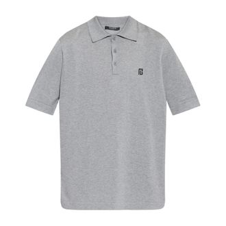 Balmain Besticktes Baumwoll-Poloshirt - - Tops - Herren - Grau - XL