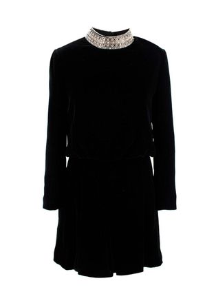 Saint Laurent Crystal High-neck Mini Dress Size S