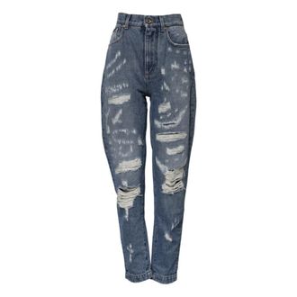 Dolce & Gabbana Tattered High Waist Denim Jeans - - Jeans - Damen - Blau - XS