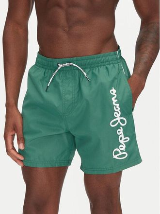 Pepe Jeans London Badeshorts Logo PMB10419 Gr&uuml;n Regular Fit