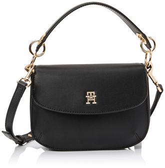 Tommy Hilfiger Damen Umh&auml;ngetasche Chic Flap Crossover Klein, Schwarz (Black), Einheitsgr&ouml;&szlig;e