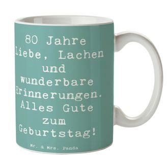 Mr. & Mrs. Panda Kaffeebecher Spruch 80. Geburtstag - Geschenk, 80 Jahre, Happy Birthday, Kaffeetasse, Keramiktasse, Becher, Geburtstagsfeier, haferl, Geburtsjahr, Gl&uuml;