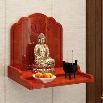 Generic Chinesischer Buddha-Schrein, Buddha-Altarregal, Moderne Buddha-Nische aus Holz, Guan Gong, Gott des Reichtums, Pagodenregal, Wandschrank im chinesisch