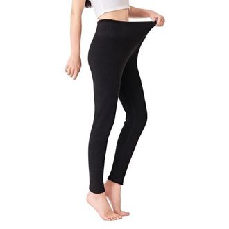 Generic Legging taille haute avec doublure en polaire, pantalon de base thermique chaud et extensible pour plus de confort par temps froid, Noir, 3XL