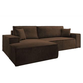 Selsey Selsey Farese - Ecksofa mit Cordbezug, Schlaffunktion und Stauraum, Braun, links