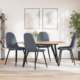vidaXL Vidaxl - Chaises &agrave; manger lot de 4 Gris fonc&eacute; Velours