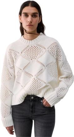 Liu Jo Wf6286Ma37R Tricot col rond - Femme - Pulls - Blanc - Taille: 40 FR
