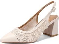 Queen Helena Slingback Femme Encolure &agrave; Talon Moyen ZM11012, beige, 35 EU