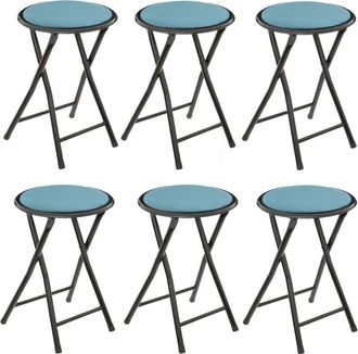 Toilinux Toilinux - Lot de 6 Tabourets pliants avec effet velours