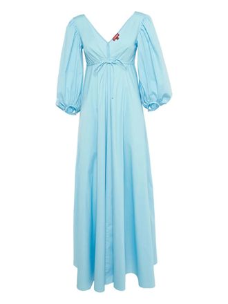 Staud robe en coton &agrave; d&eacute;tail nou&eacute; - Bleu