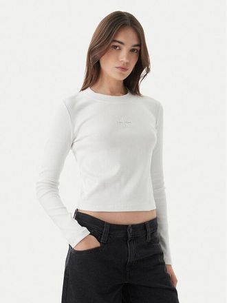 Calvin Klein Jeans Bluse Monogram LV047A803G Wei&szlig; Slim Fit
