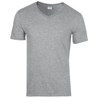 Gildan Soft Style V-Neck T Shirt, Gris (RS Sport Grey), XXL Homme
