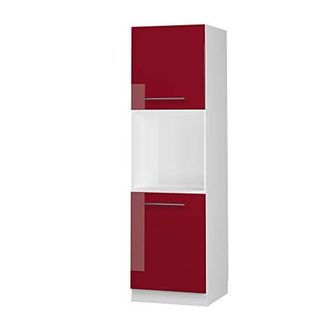 Vicco Meuble pour Four Fame-Line, Rouge Bordeaux Haute Brillance/Blanc, 60 cm avec étagères Ouvertes