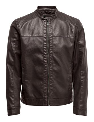 Only & Sons Herren Onsmike Pu Racer Jacket OTW Noos Jacken, Mole, XL