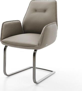DELIFE Freischwinger Zoa-Flex Echt-Leder Schlamm Freischwinger flach Graphit, Esszimmerst&uuml;hle