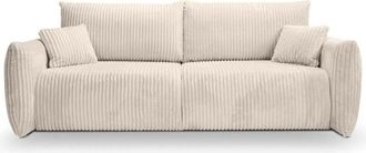 Casanova ELIO - Canap&eacute; droit convertible gros velours c&ocirc;tel&eacute; 3 places - Beige