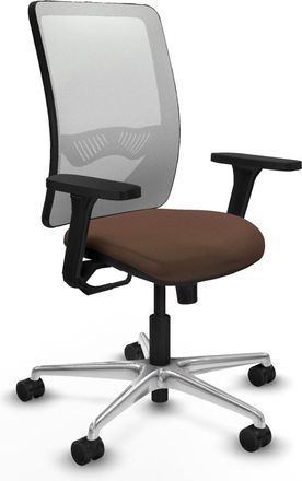 Piqueras y Crespo Remote-Arbeitsstuhl Zulema mit 3D-Armen, h&ouml;henverstellbare Lendenwirbelst&uuml;tze, ausgestattet mit Sincro 3 Positionen und Schneideschaum, Wei&szlig;/Dunkelbra