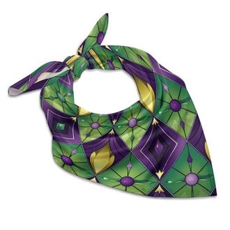 Generic Mardi Gras Écharpe carrée en soie légère et colorée Motif fleur de lys en zigzag pour cheveux respirant Cadeau pour homme et femme, multicolore, 46x46