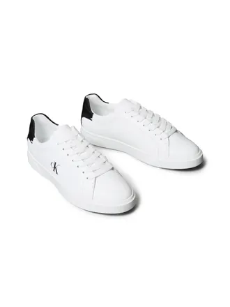 Calvin Klein Sneaker CALVIN KLEIN LOW PRO CUP LACEUP LTH MOIRE, Damen, Gr. 37, wei&szlig;, schwarz, Leder, Lederimitat, unifarben mit Farbeinsatz, Schuhe Sneaker, Halbsc