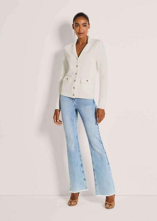 Madeleine Strickjacke Elegante Businessjacke im Milano-Strick Blazer im zeitlosen Chic mit Schmuckkn&ouml;pfen und Reverskragen
