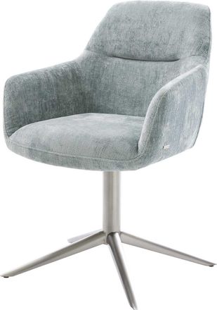 DELIFE Esszimmerstuhl Pejo-Flex Fußkreuz Edelstahl Chenille Pastellblau 360° drehbar Wippfunktion Taschenfederkern