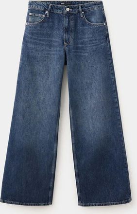 Mango Jean large &agrave; strass bleu fonc&eacute; - Femme - 32 - MANGO
