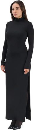 Patrizia Pepe Femme, Robes, Noir, Taille: 36 FR Longue Robe Col Montant avec Strass