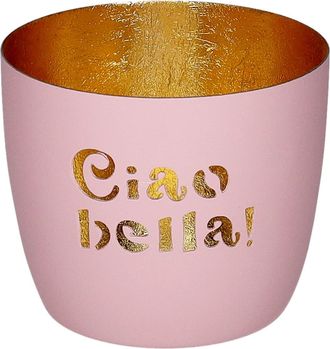Giftcompany Madras Windlicht M Ciao Bella! rosa/Gold 8,5cm