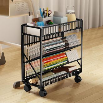 Generic Rollregal, mobiler Aktenorganizer mit Rollen, for Schule, Klassenzimmer, Zuhause, schmale Aufbewahrungsm&ouml;glichkeiten, mehrlagige Kapazit&auml;t(Black)