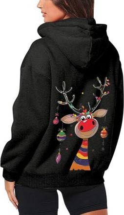 Generic Vestes pour femmes imprim&eacute;es &agrave; capuche &agrave; manches longues avec poche avant et cordon de serrage - Pull athl&eacute;tique d&eacute;contract&eacute; en polaire pour le confor