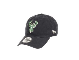 New Era Milwaukee Bucks NBA Team Black 9Twenty Unstructured Strapback Cap - One-Size