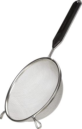 Fackelmann Fackelmann Sieb Ø 16 cm, Küchensieb aus Doppelverzinntem Stahl, feinmaschiger Seiher mit Griffeinlage aus Kunststoff (Farbe: Schwarz/Silber), Menge: 1