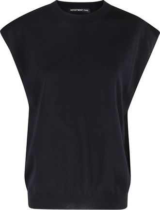 Department Five Department Five, Femme, Pulls, Noir, Taille: 38 FR Gilet Sans Manches Bleu Noir Modèle Gabuti