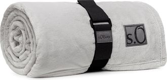 s.Oliver Kuschelsoft Decke 150x200 cm - flauschig, warm & waschbar, Kuscheldecke hellgrau Uni